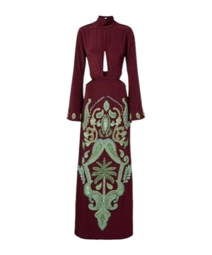 Johanna Ortiz Aurora Magica Beaded Silk Gown - Brown