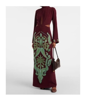 Johanna Ortiz Aurora Magica Beaded Silk Gown - Brown