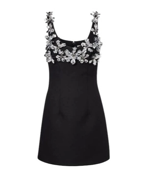 EMILIA WICKSTEAD Einna Embellished Crêpe Minidress - Black