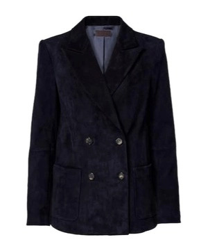 Stouls Suede Double-breasted Blazer - Black
