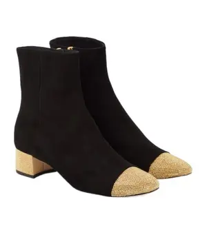 Rene Caovilla Embellished Suede Ankle Boots - Black
