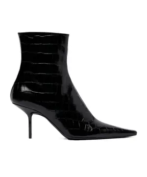 Victoria Beckham 75 Croc-effect Ankle Boots - Black