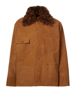Plan C Shearling-trimmed Suede Field Jacket - Brown