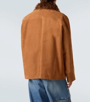 Plan C Shearling-trimmed Suede Field Jacket