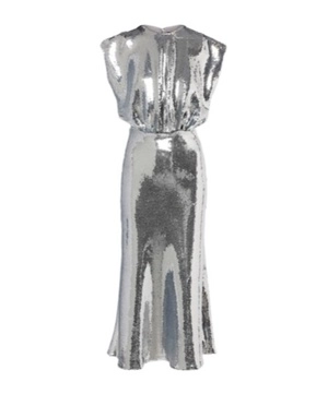 David Koma Gathered Sequined Midi Dress - Gray