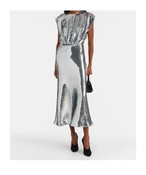 David Koma Gathered Sequined Midi Dress