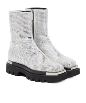 PETER DO Crystal-embellished Leather Boots - Silver