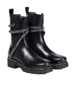 Rene Caovilla Cleo Embellished Leather Chelsea Boots - Black