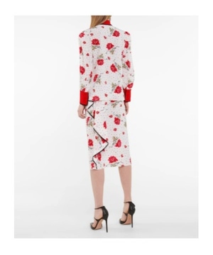 RODARTE High-waisted Printed Silk Crepe Midi Skirt