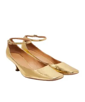 Calvin Klein Anna Metallic Leather Pumps - Nude