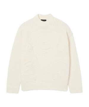 Lacoste Runway Embroidered Badge Wool Sweater - White