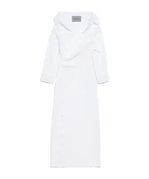 Balenciaga Off-shoulder Shirt Dress - White
