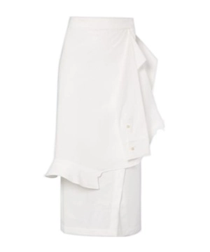 RÓHE Asymmetric Cotton-blend Midi Skirt - White