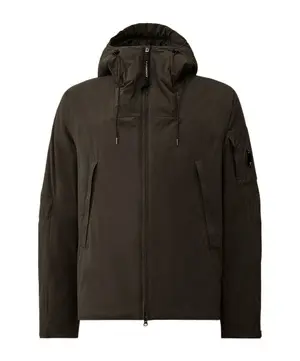 C.P. COMPANY Long Sleeve Hooded Cotton Coat - Grey