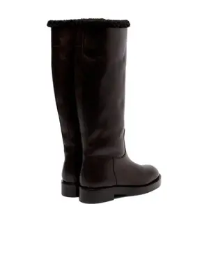 Paris Texas Shearling-trimmed Leather Knee-high Boots