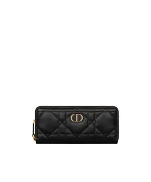 Dior Miss Caro Voyageur Slim Wallet With Crystals - Black