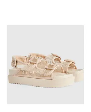 Gucci Crystal-embellished Monogram-pattern Sandals