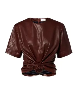 Magda Butrym Cropped Leather Top - Brown