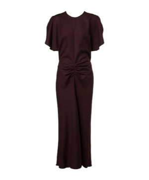 Victoria Beckham Bela Gathered Virgin Wool Midi Dress - Black