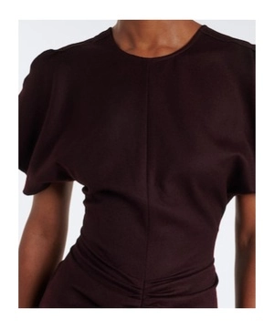 Victoria Beckham Bela Gathered Virgin Wool Midi Dress - Black