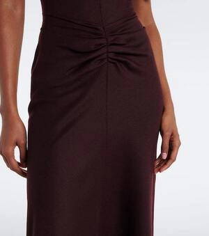 Victoria Beckham Bela Gathered Virgin Wool Midi Dress - Black