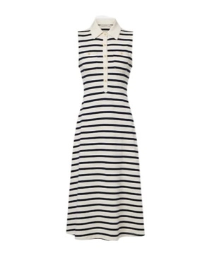 FRAME Sea Breeze Striped Cotton Polo Dress - White