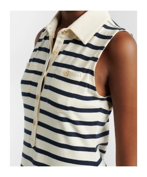 FRAME Striped Cotton Polo Midi Dress