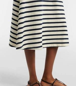 FRAME Striped Cotton Polo Midi Dress