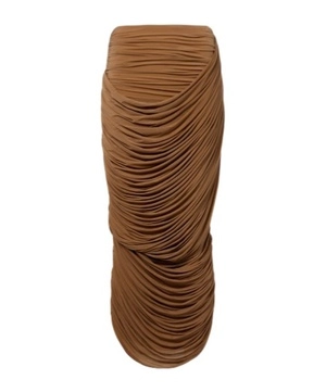 Magda Butrym Draped Ruched Jersey Midi Skirt - Brown