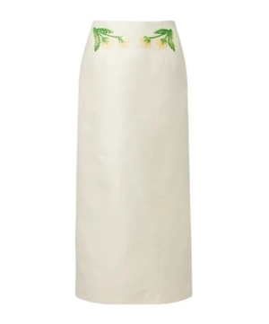 LEO Quinn Embellished Wool And Silk Midi Skirt - White