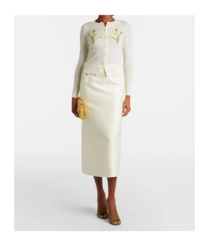 LEO Quinn Embellished Wool And Silk Midi Skirt
