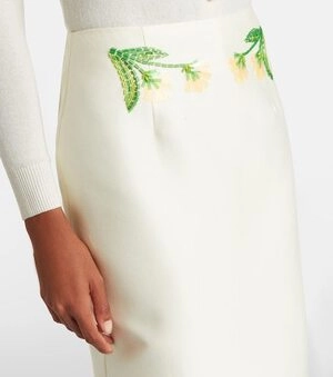 LEO Quinn Embellished Wool And Silk Midi Skirt
