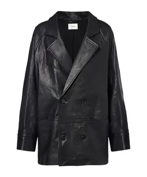 FRAME Long Sleeve Leather Jacket - Black