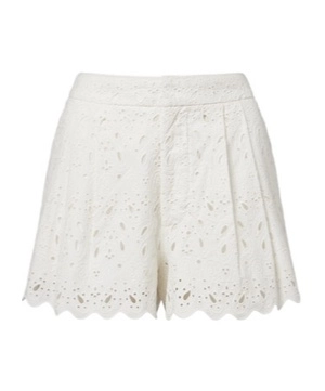 FRAME Paisley Eyelet Cotton Shorts - White