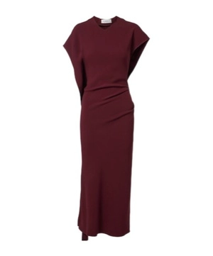 Victoria Beckham Draped Cady Midi Dress - Brown