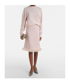 Dorothee Schumacher Soft Vibes Feather-trimmed Midi Skirt