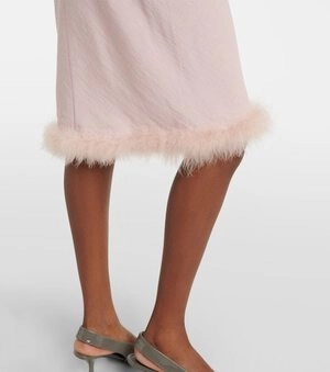 Dorothee Schumacher Soft Vibes Feather-trimmed Midi Skirt