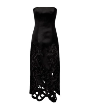 LEO Rayna Floral-appliqué Bustier Gown - Black