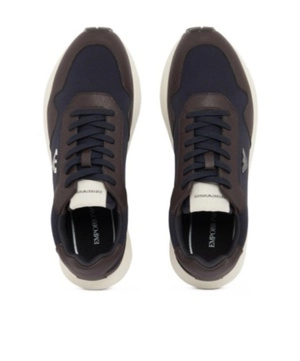 Emporio Armani Logo-plaque Panelled Sneakers - Brown