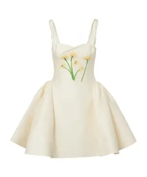 LEO Ariel Embellished Wool And Silk Minidress - White