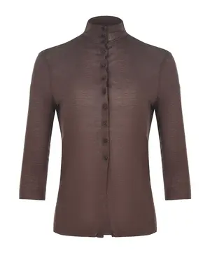 ALYSI Long Sleeve Fine-knit Top - Brown