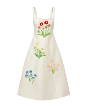 LEO Beatrice Embellished Wool And Silk Midi Dress - White