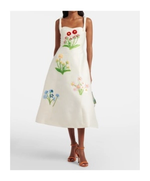 LEO Beatrice Embellished Wool And Silk Midi Dress