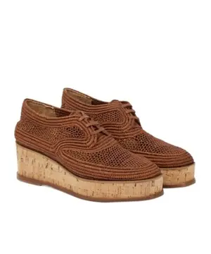 Gabriela Hearst X Clergerie Harold Woven Raffia Platform Derby Shoes - Brown