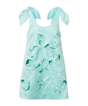LEO Harper Bow-detail Embroidered Minidress - Blue