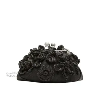 Max Mara Pasticcino Floral-details Chain Small Shoulder Bag - Black