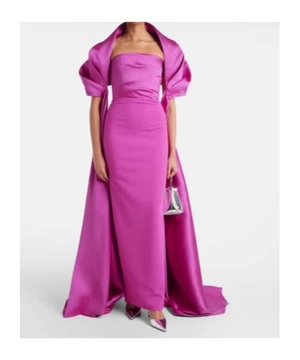 Solace Vera Caped Satin Gown
