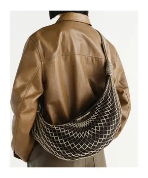 LEMAIRE Croissant Filt Bag - Light Beige/maroon