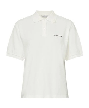 Miu Miu Piqué Cotton Polo Shirt - White