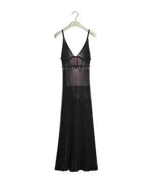 Dior Riviera Long Fitted Dress With Tonal Bows - Black